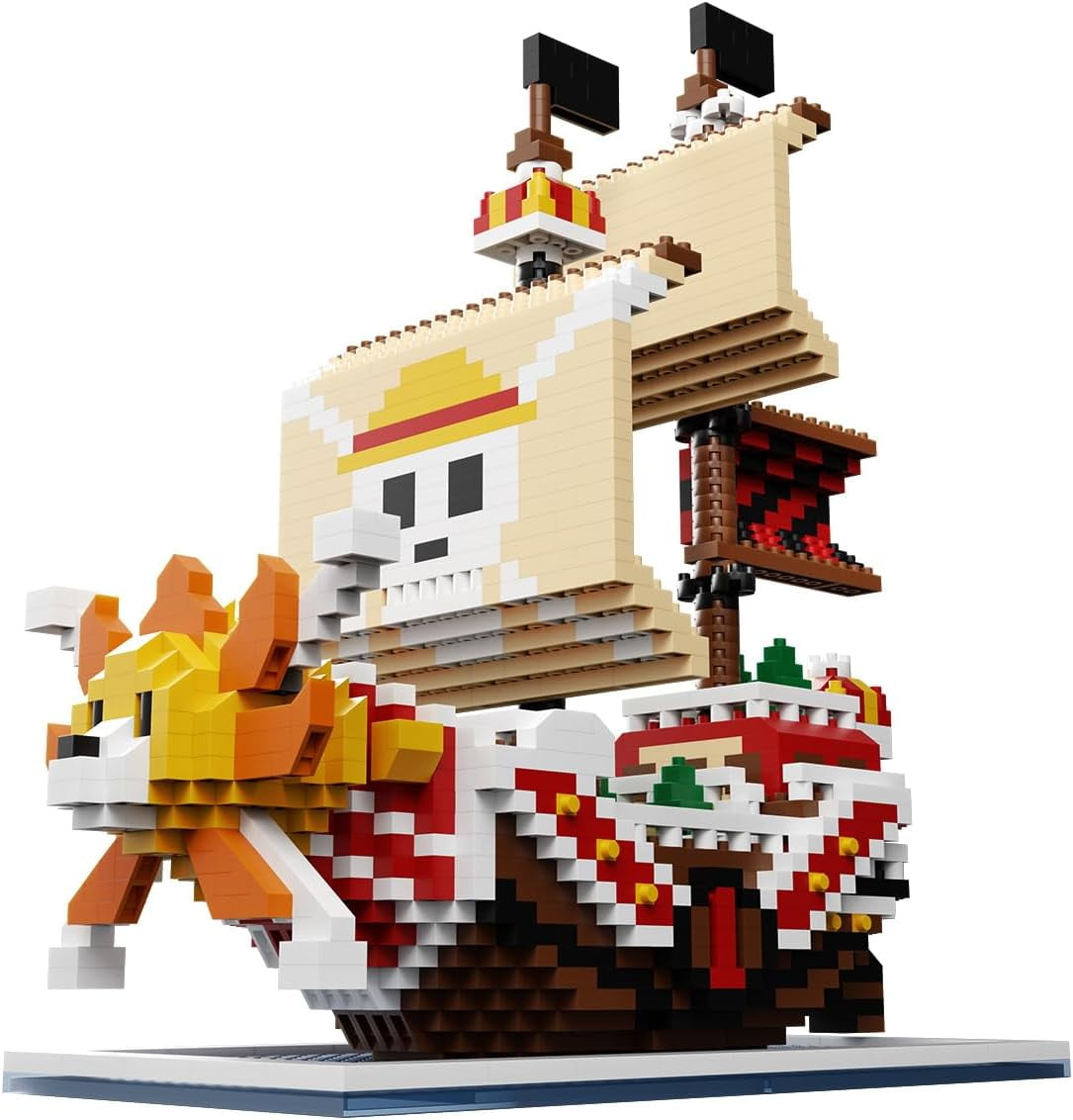 One Piece Thousand Sunny Ship - Nano Building Block Set - DIY 3D Pirate Boat Micro Building ...