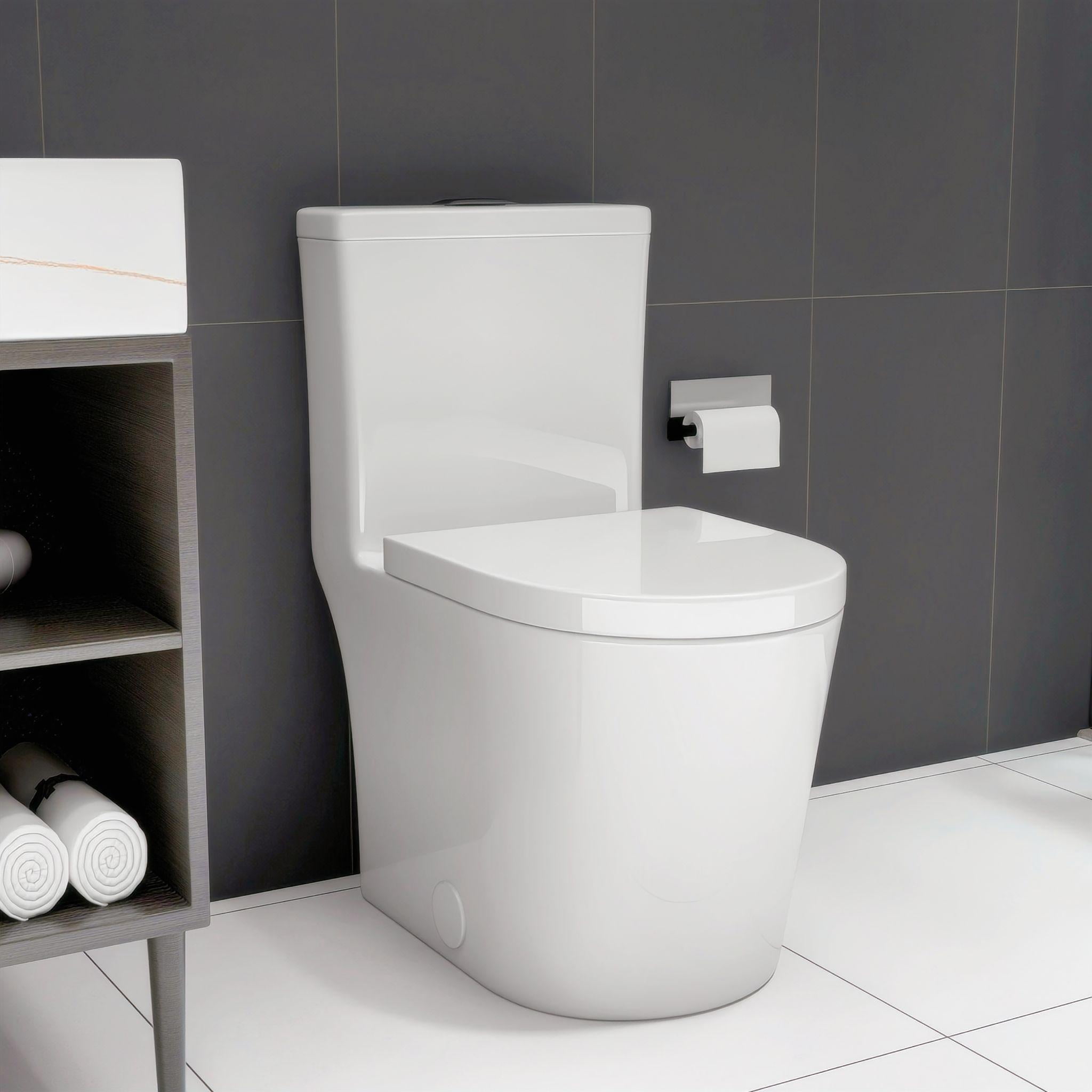 One Piece Toilet,0.8/1.6GPF Dual Flush Ultra Ceramic Modern Compact ...