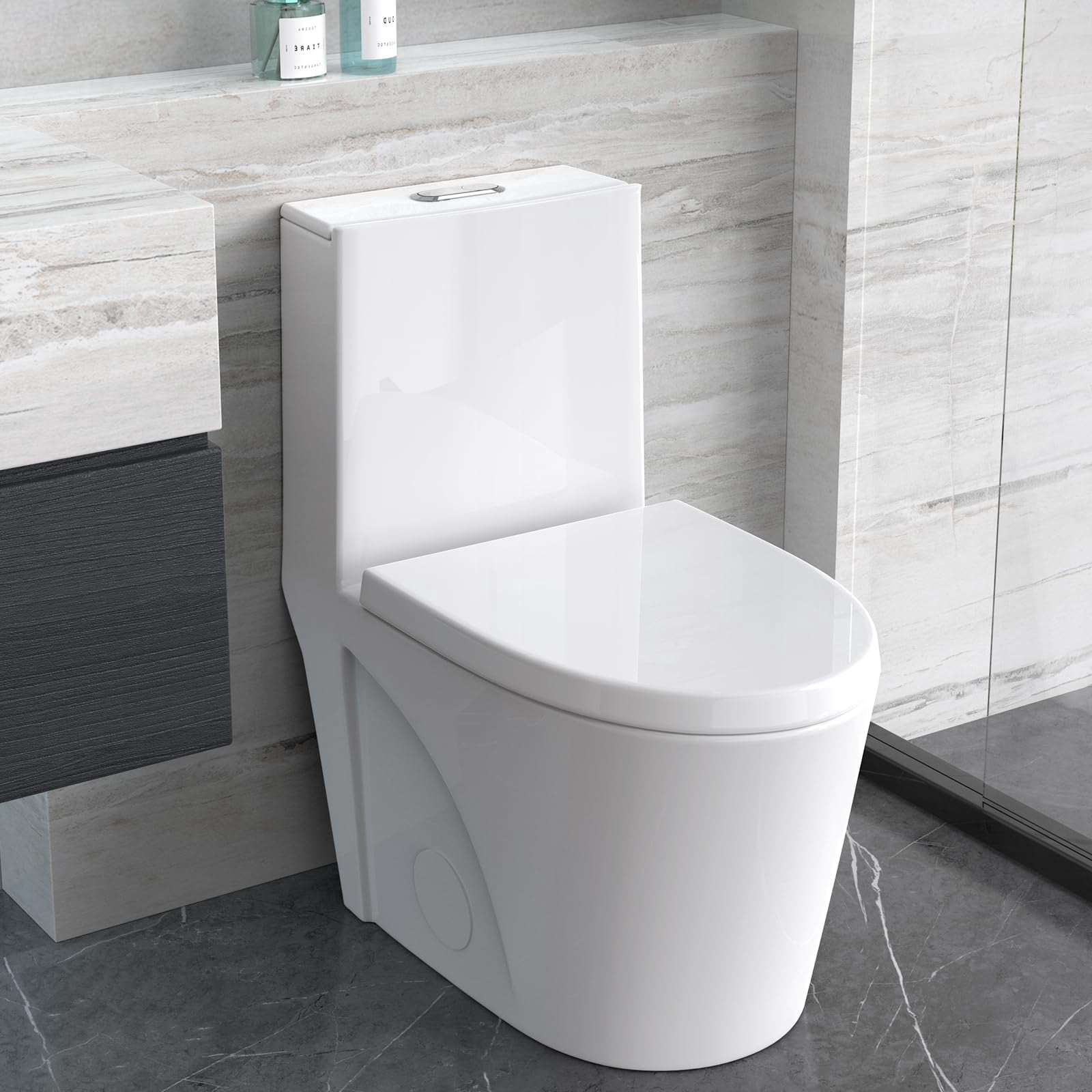 One Piece Toilet, Dual Flush 1/1.6 GPF, 17" ADA Comfort Height, Soft ...