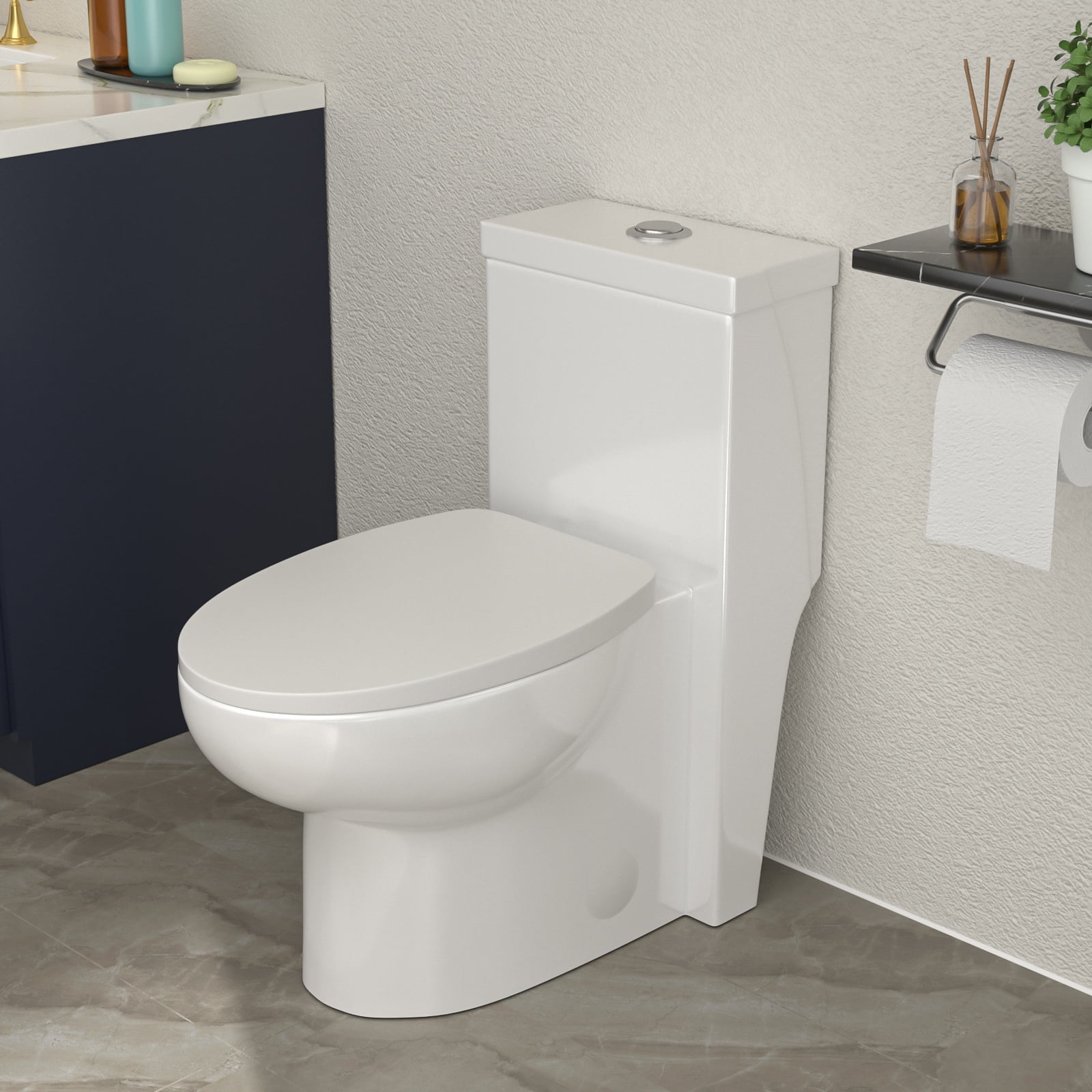 One-Piece Toilet Dual Flush Design ADA Height 15 9/16 Inches Toilets 1. ...