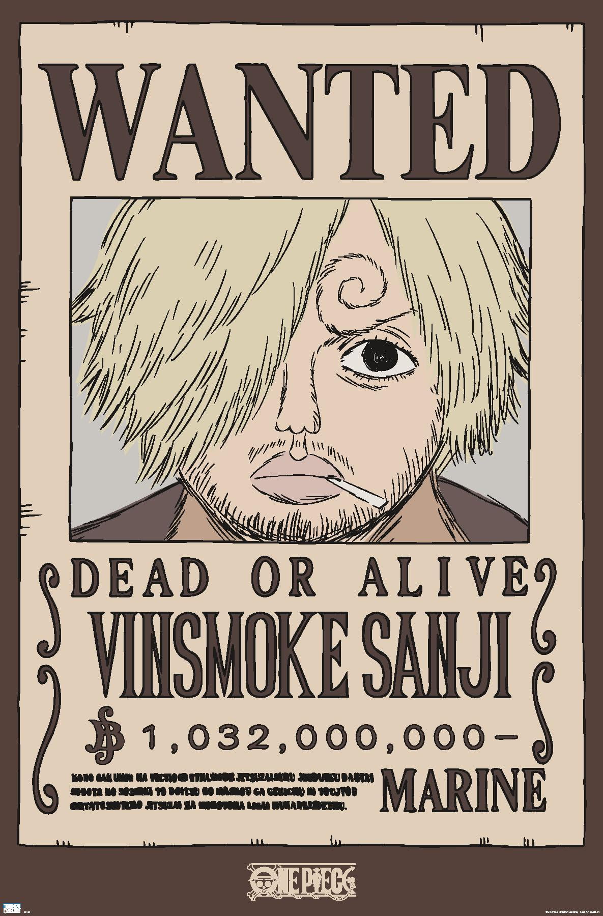 One Piece - Vinsmoke Sanji Wanted Poster Wall Poster, 14.725" x 22.375" - Walmart.com