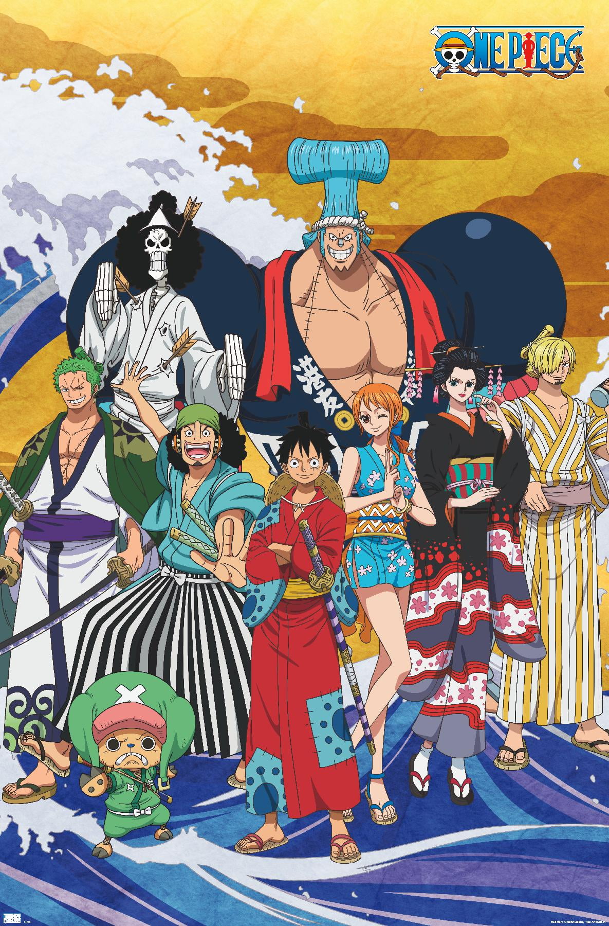 One Piece: Wano Country - Crew On Wave Wall Poster, 14.725" x 22.375 ...