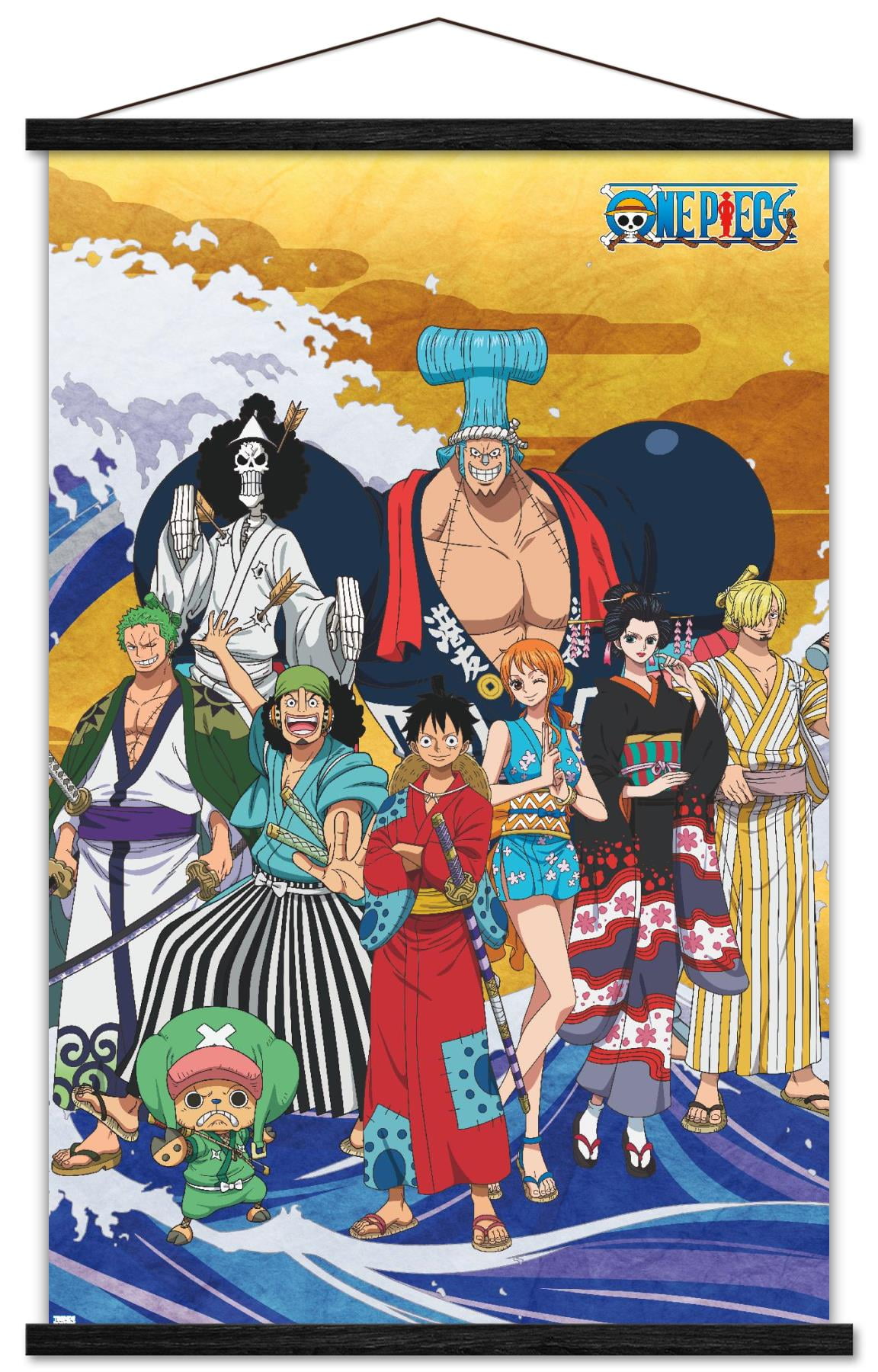 One Piece: Wano Country - Crew On Wave Wall Poster with Magnetic Frame ...