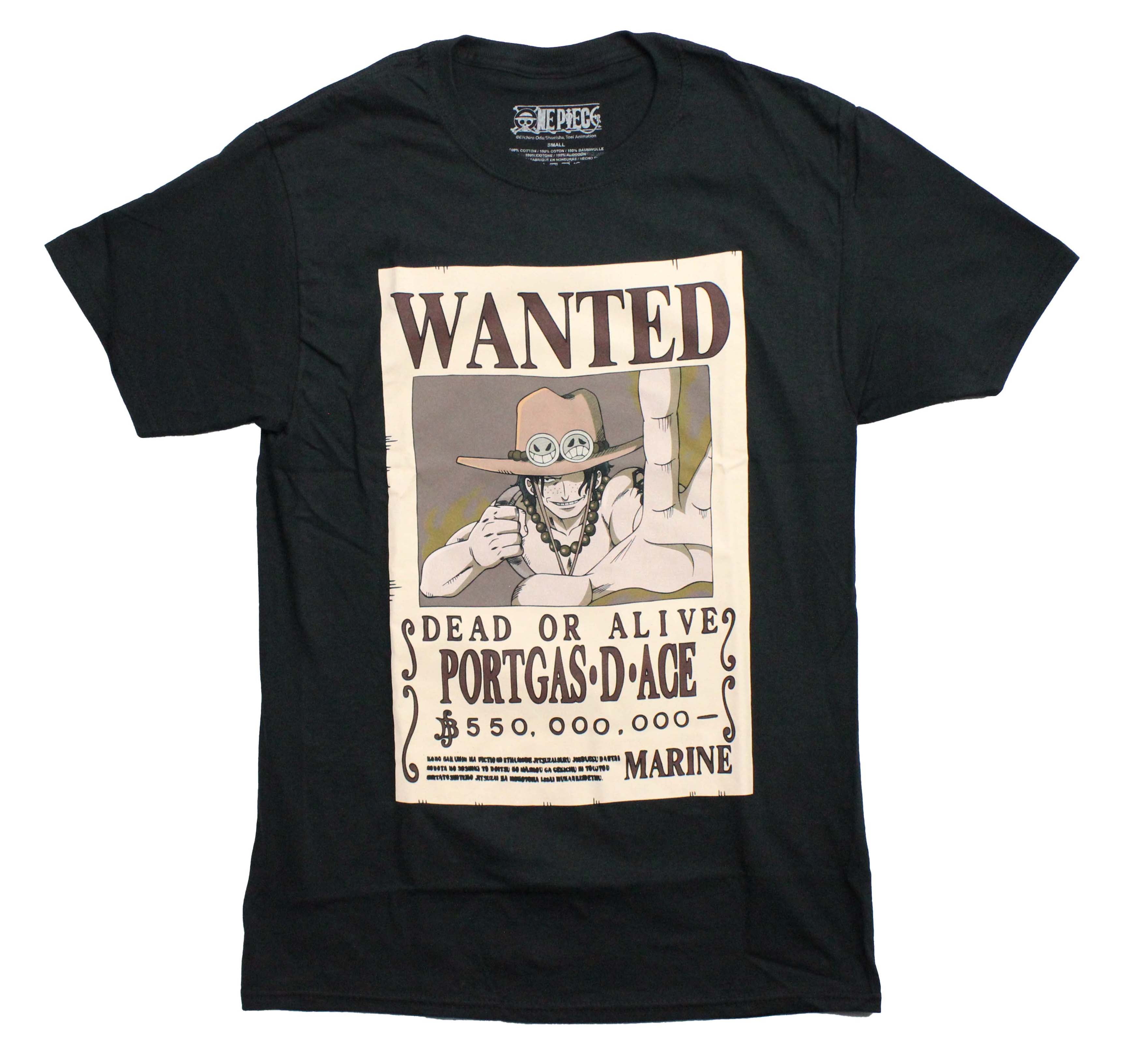 One Piece - Wanted Poster Ace Adult Men T-Shirt Great Eastern ...