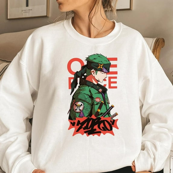 One Piece Zoro Sweatshirt, Anime Samurai Crewneck - Black / M - Walmart.com