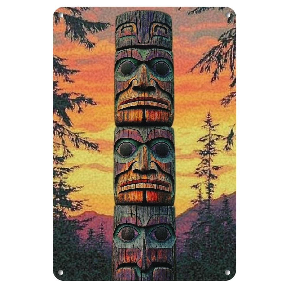 One Piece of Iron Artwork Titled 'A Totem Pole Standing in The Forest ...