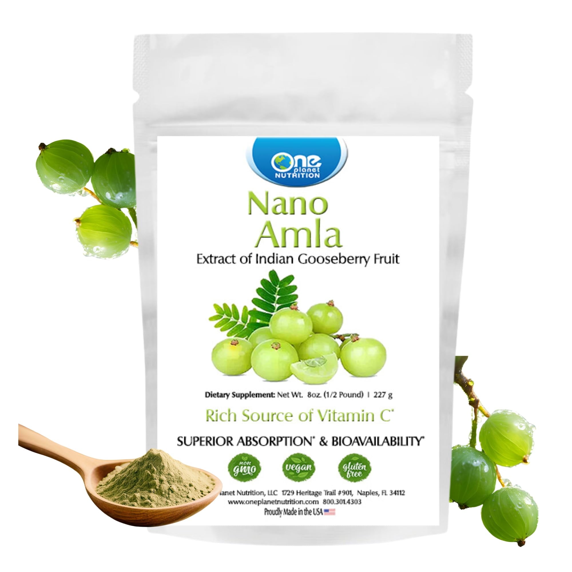 One Planet Nutrition Nano Amla Powder 8 oz (227 Servings), Phyllanthus ...