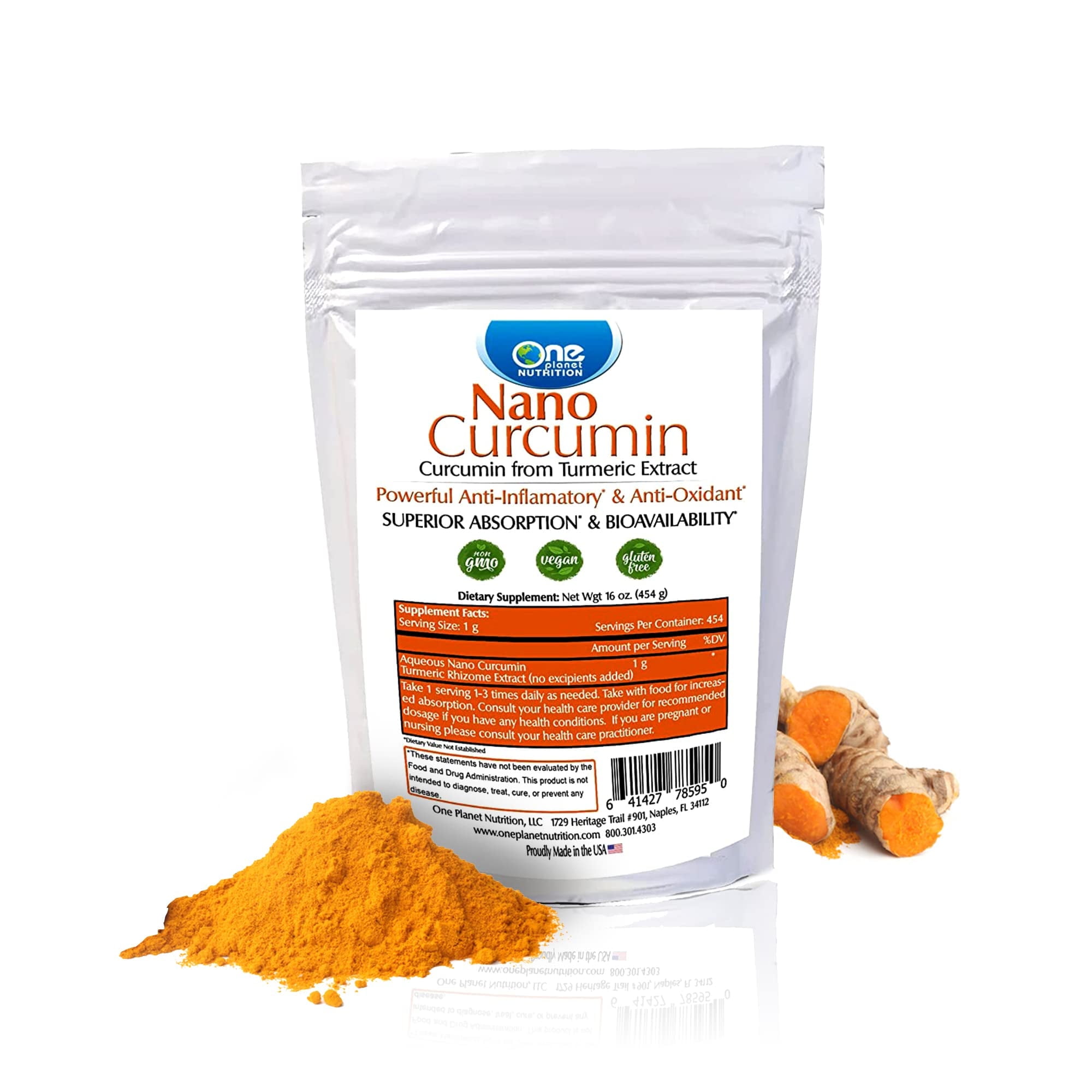 One Planet Nutrition Nano Curcumin Powder 16 oz (454 Servings ...