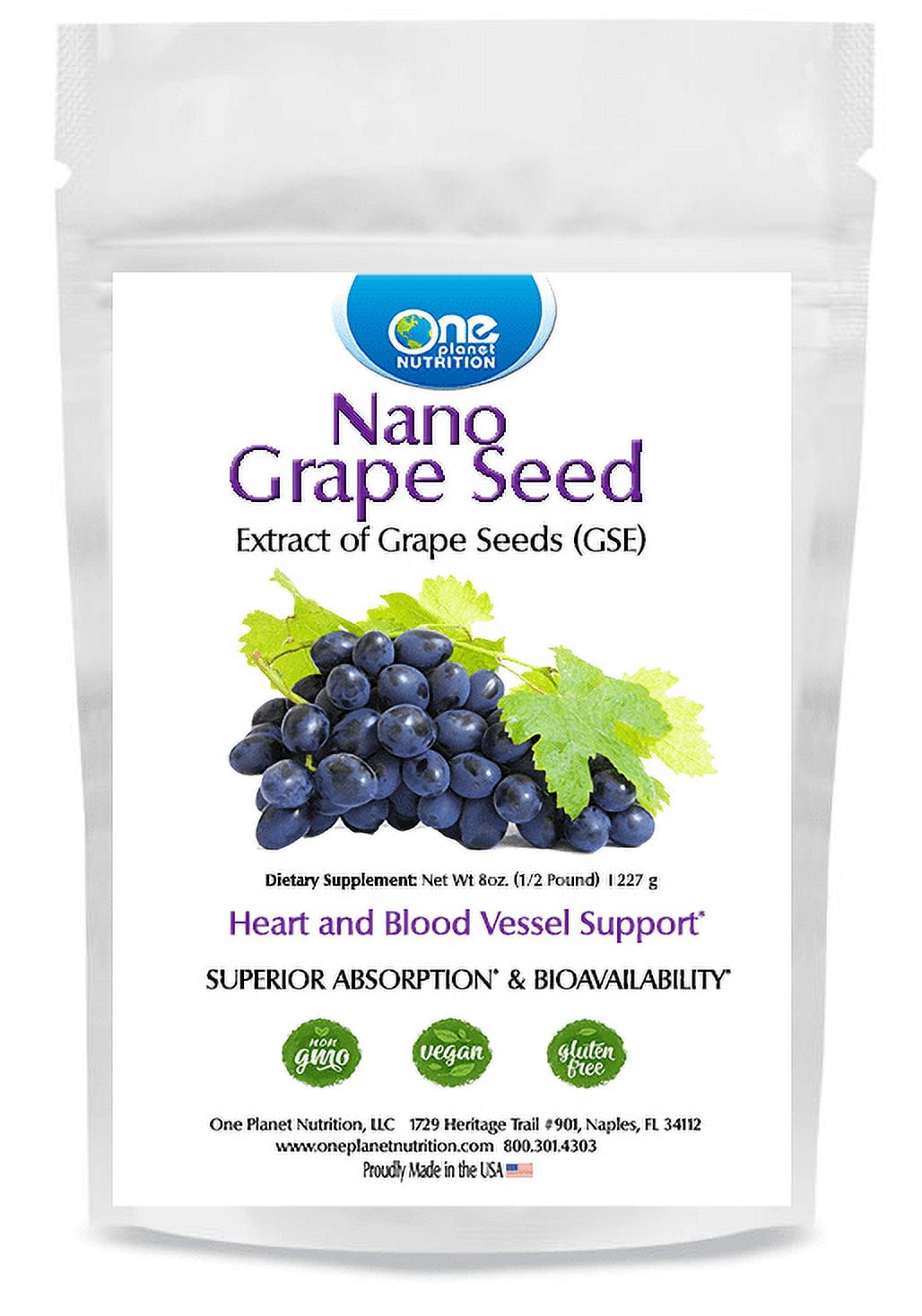 One Planet Nutrition Nano Grape Seed Extract (GSE) - Grapeseed Extract Powder - Grapeseed ...