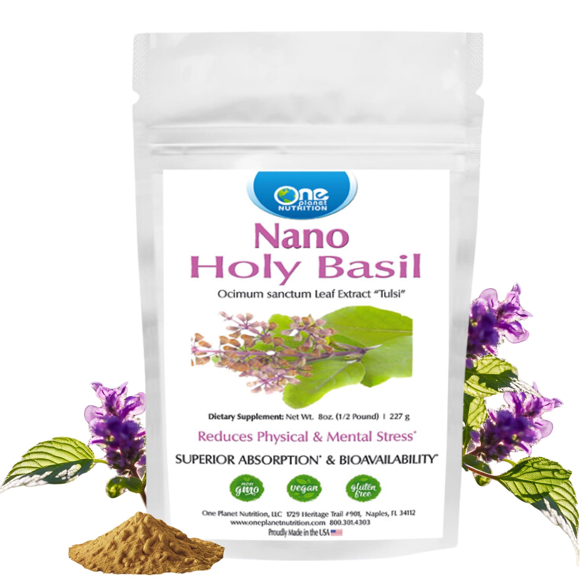 One Planet Nutrition Nano Holy Basil Powder 8 oz (227 Servings), Ocimum ...