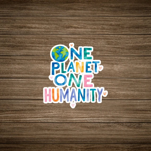 One Planet One Humanity - Colorful Watercolor Earth Day Stickerphone ...