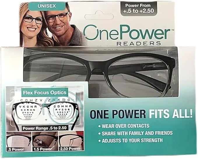 One Power Reading Glasses, Unisex, Magnification, Plastic Frame, Round ...