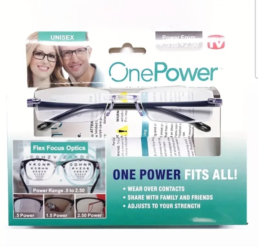 One Power Unisex Anti-Eyestrain Flex-Focus Progressive Plastic Rimless ...