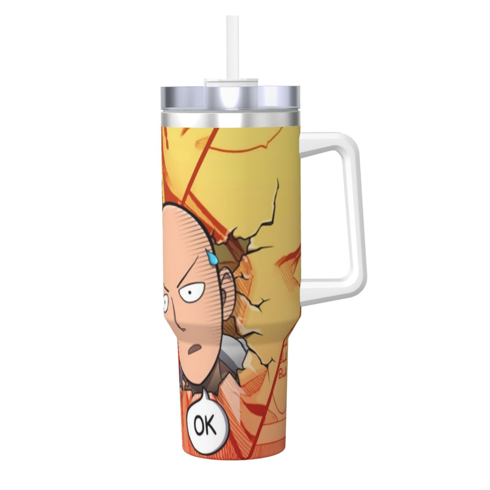 One Punch Man 40oz Ice King (With Handle And Straw),Car Travel Cup,2-In ...