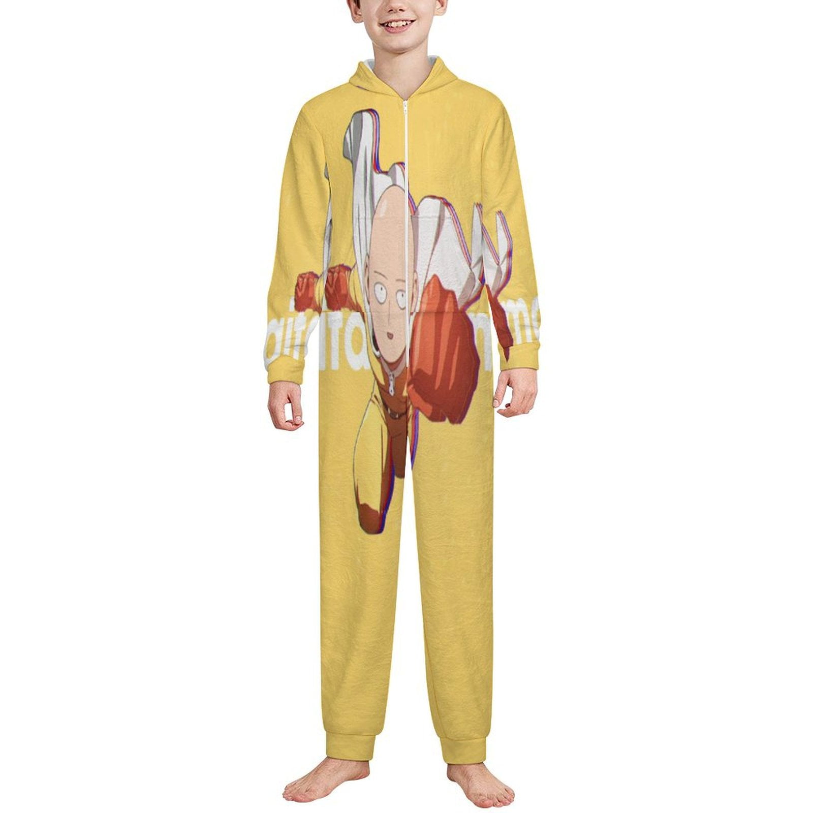 One Punch Man Hoodie Zipper Onesie Pajamas Jumpsuit One-Piece Costume ...