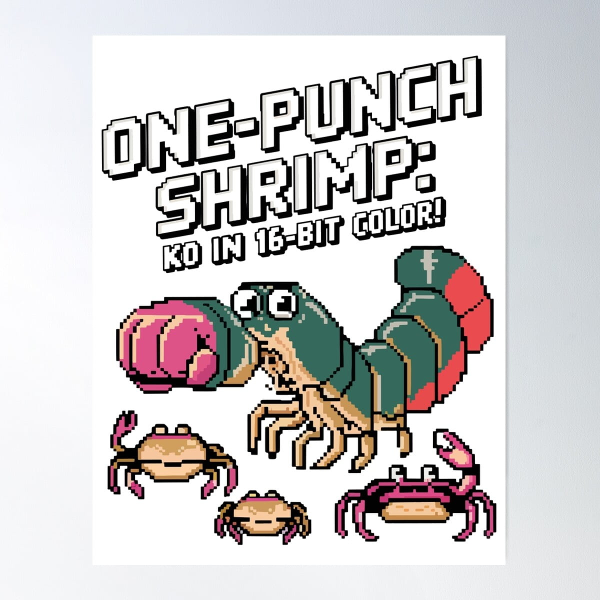 One-Punch Shrimp – Funny Pixel Art Mantis Shrimp Poster Wall Art ...