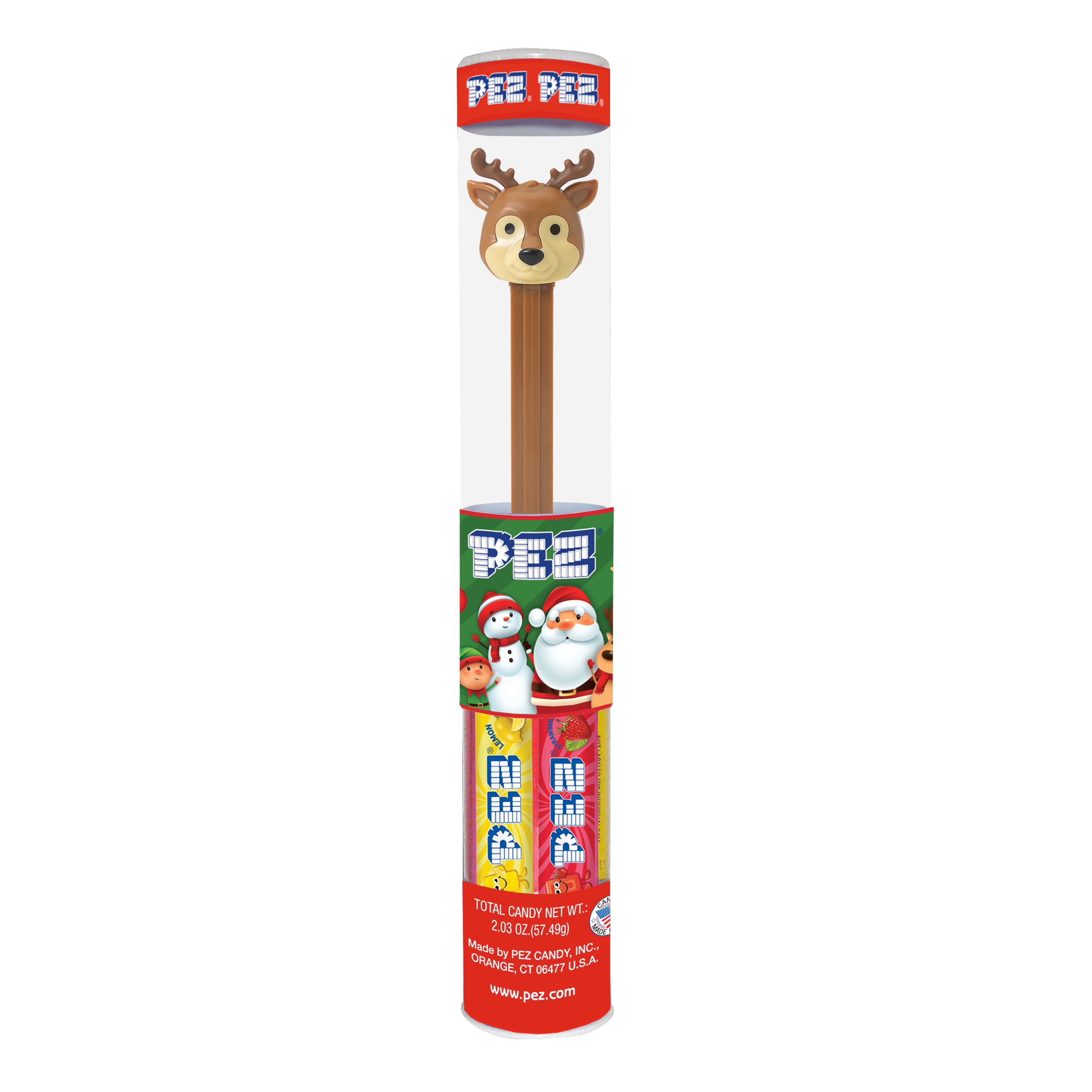 One Reindeer PEZ Candy Dispenser in Stocking Stuffer Tube includes ...