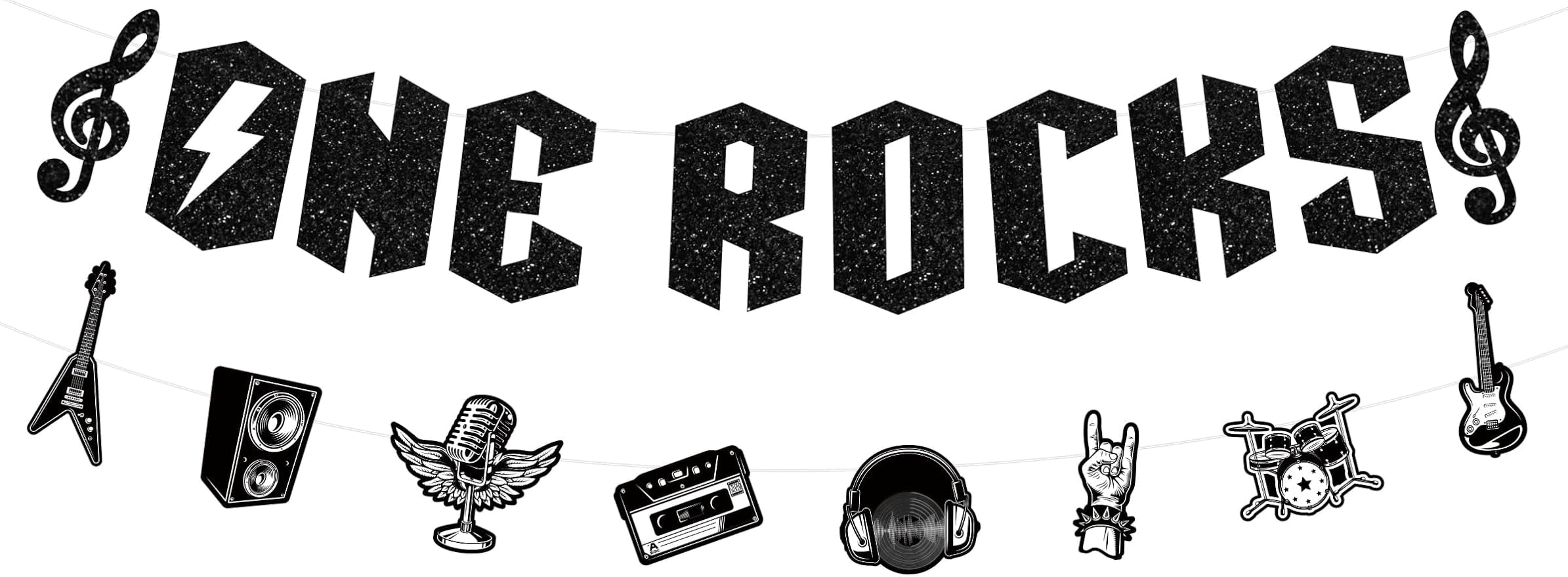 One Rocks Banner Rock and Roll Banner Black and White, One Rocks 1st ...