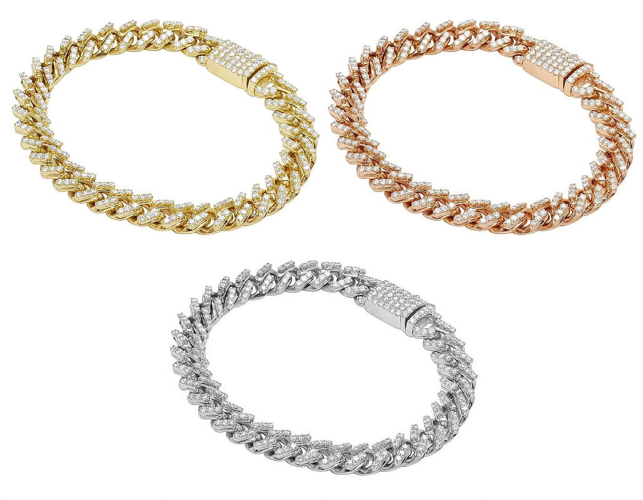 One Row 5.85 CT Diamond Miami Cuban Link Bracelet Gold 9MM 8.25 ...