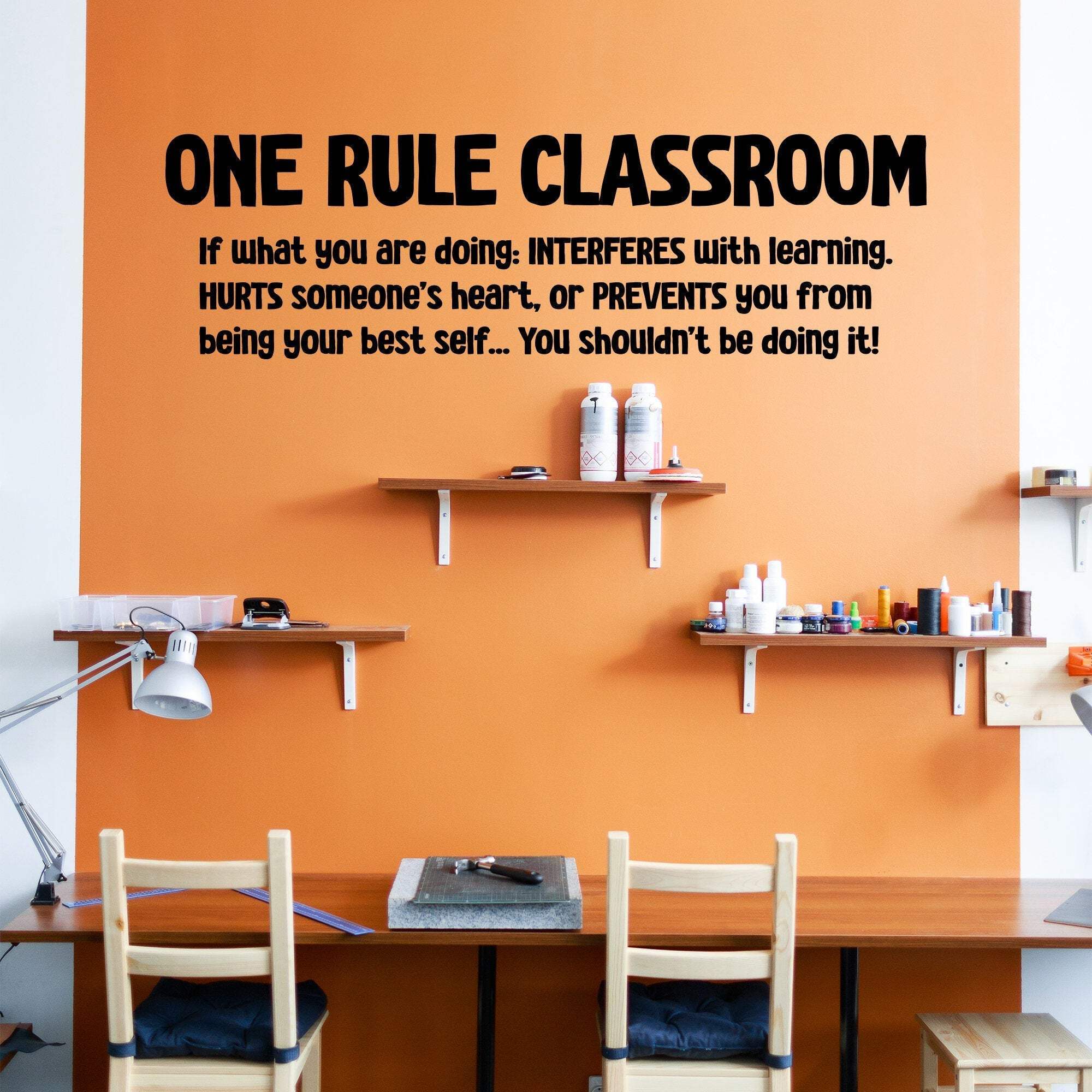 One Rule Classroom Wall Vinyl Decal, School Room Decor, Fun Wall Decor ...