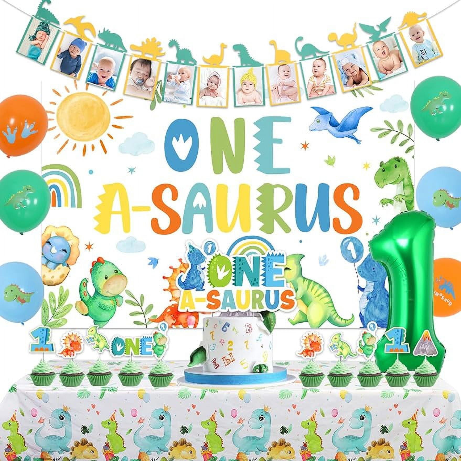 One a Saurus Birthday Decorations for Boys Dinosaur 1st Birthday Decoration with Dinosaur ...