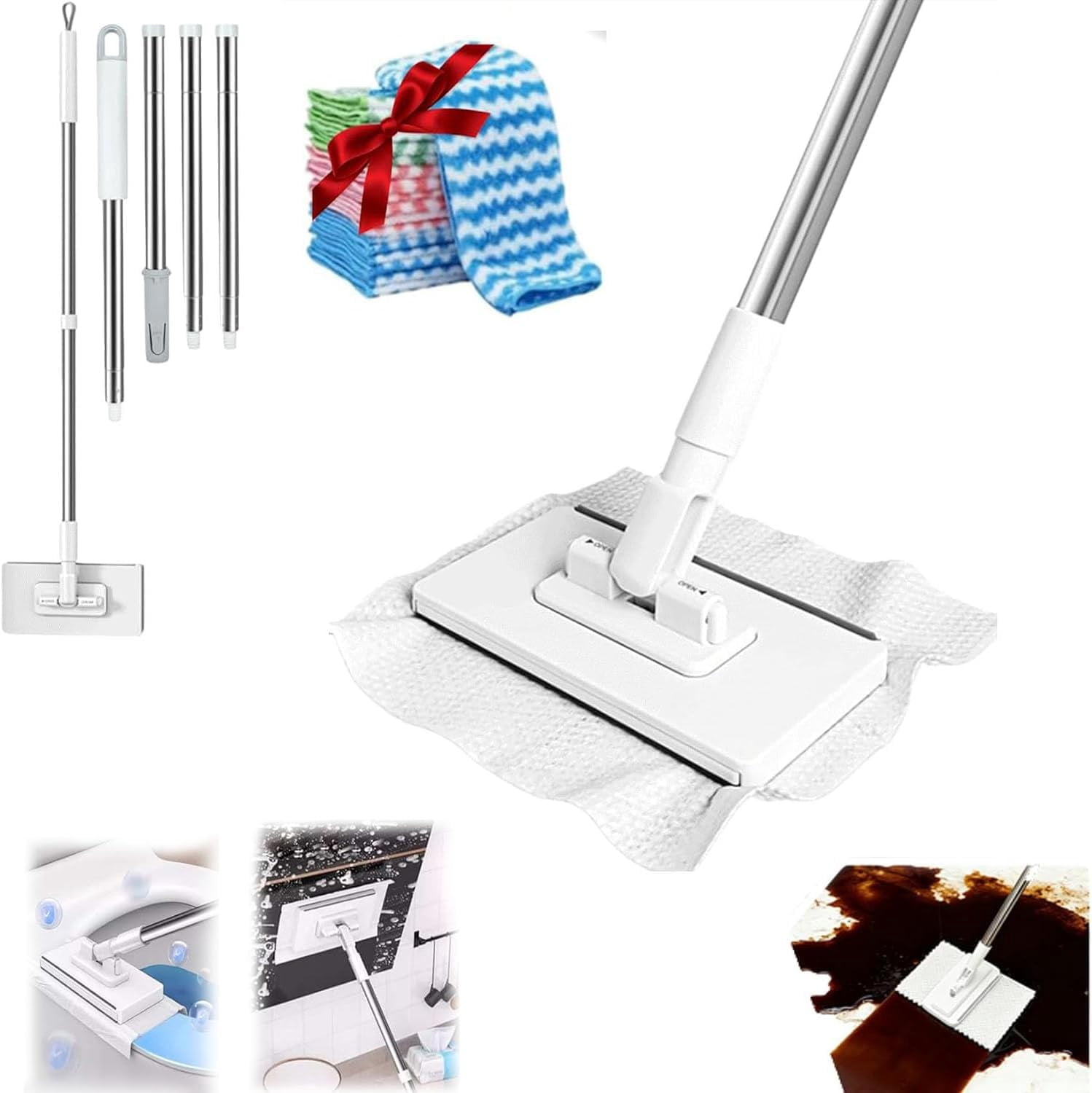 One-Second Snap Grip Mini Mop&Convenient Cloth Changing Mini Mop， 360 ...