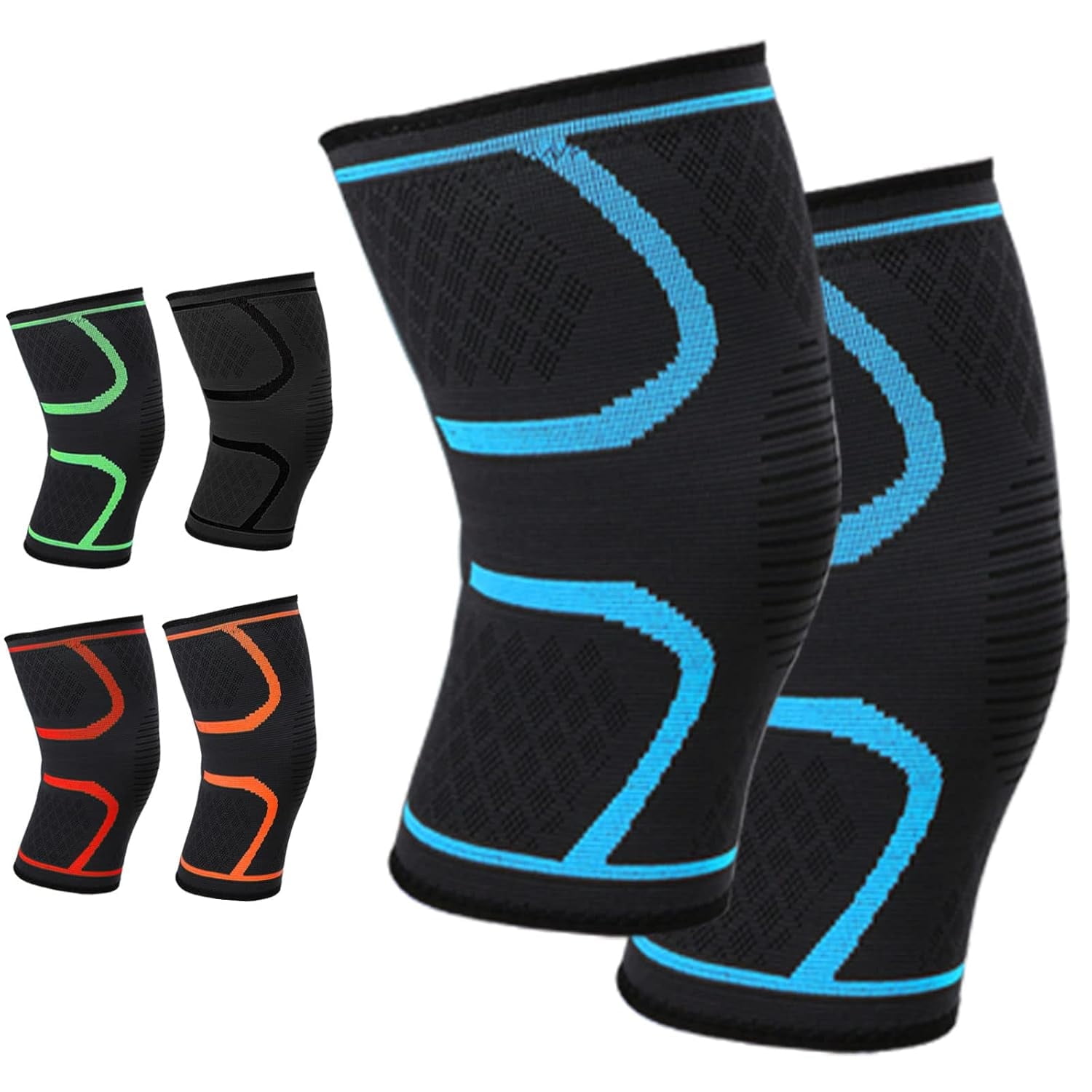 One Set Of 2 Knee Brace, Knee Compression Sleeve for Men & Women, Knee ...