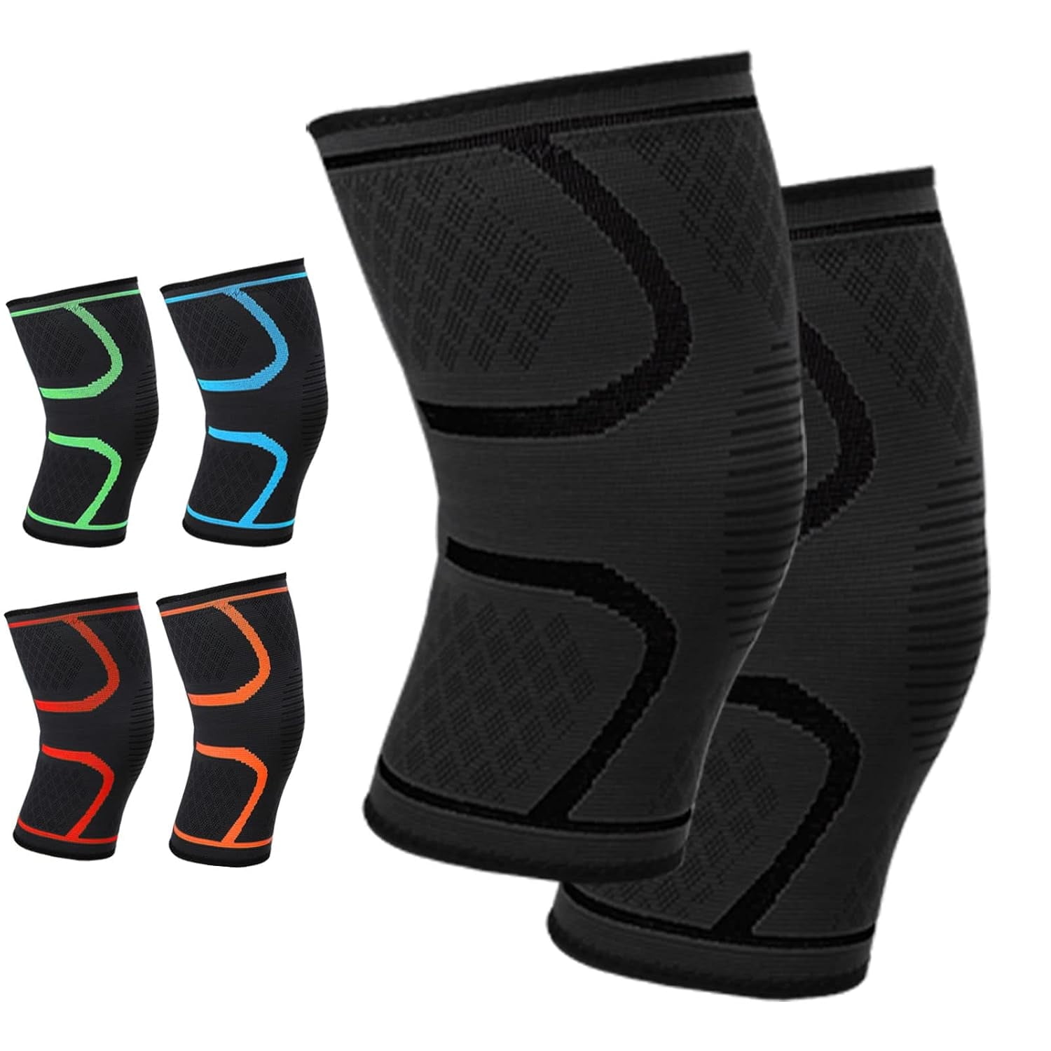 One Set Of 2 Knee Brace, Knee Compression Sleeve for Men & Women, Knee ...