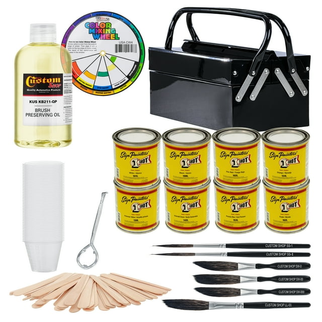 One Shot Automotive Complete Striper Pinstriping Starter Kit - 8 Colors ...