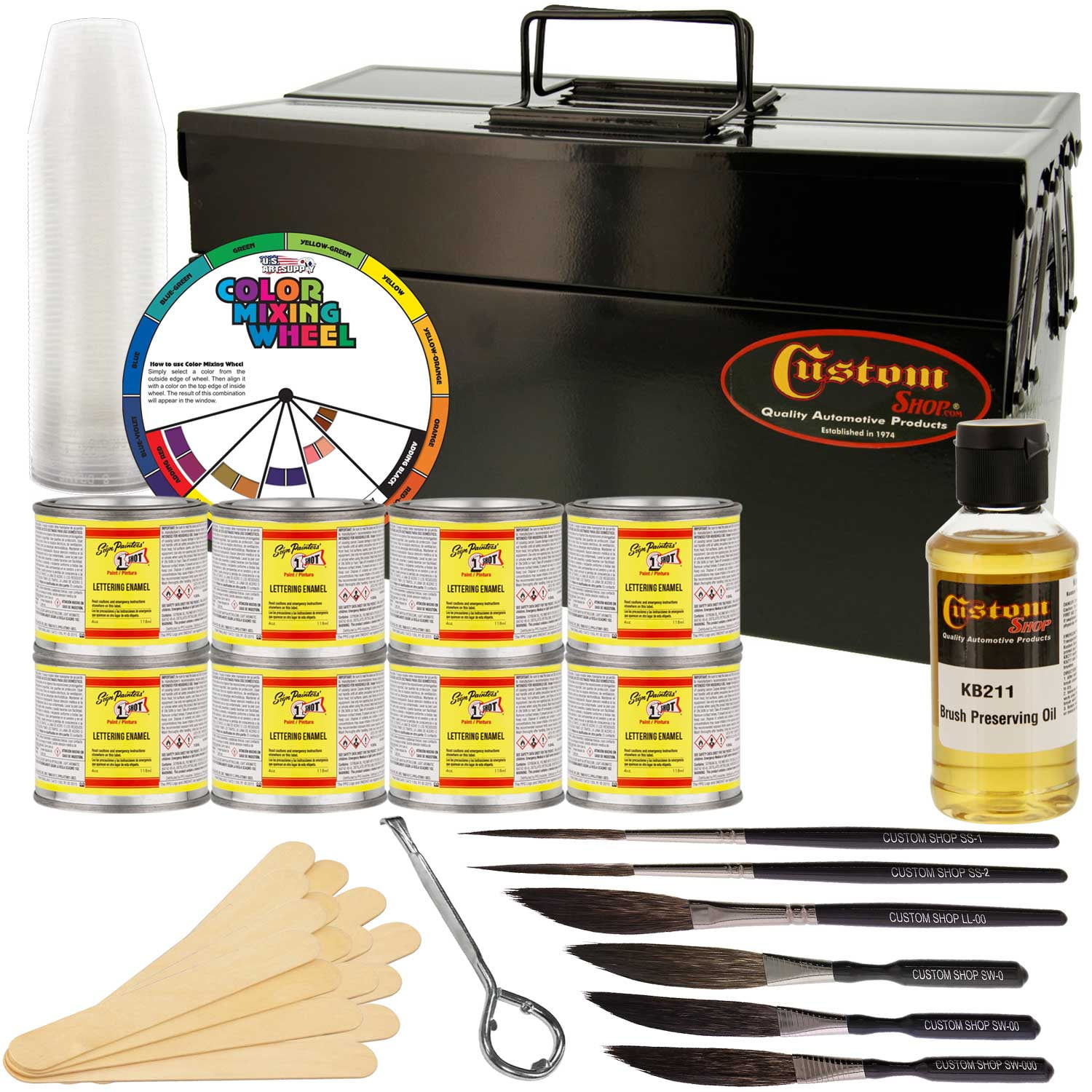 One Shot Automotive Complete Striper Pinstriping Starter Kit - 8 Colors ...