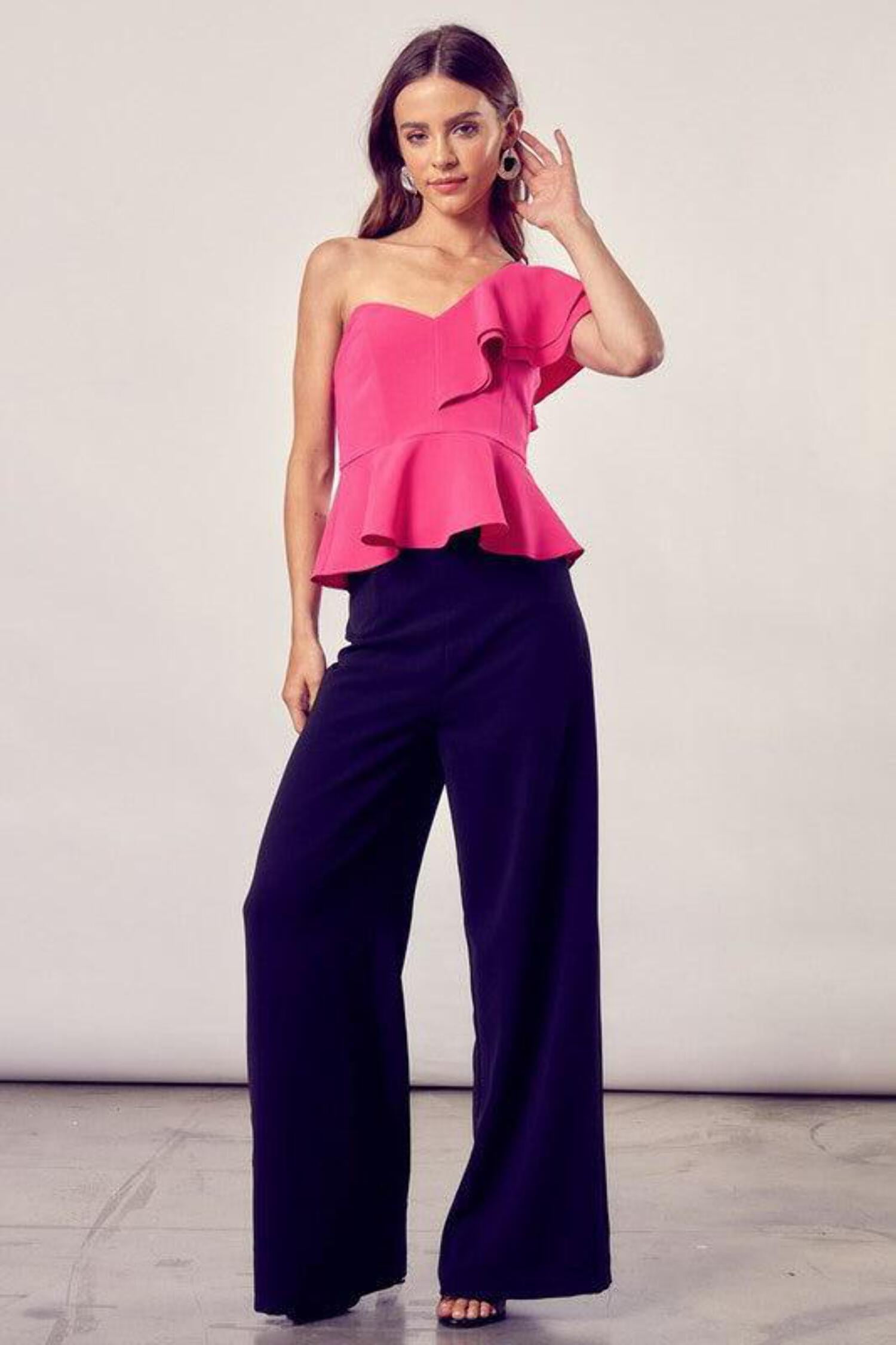 One Shoulder Ruffle Peplum Top - Walmart.com