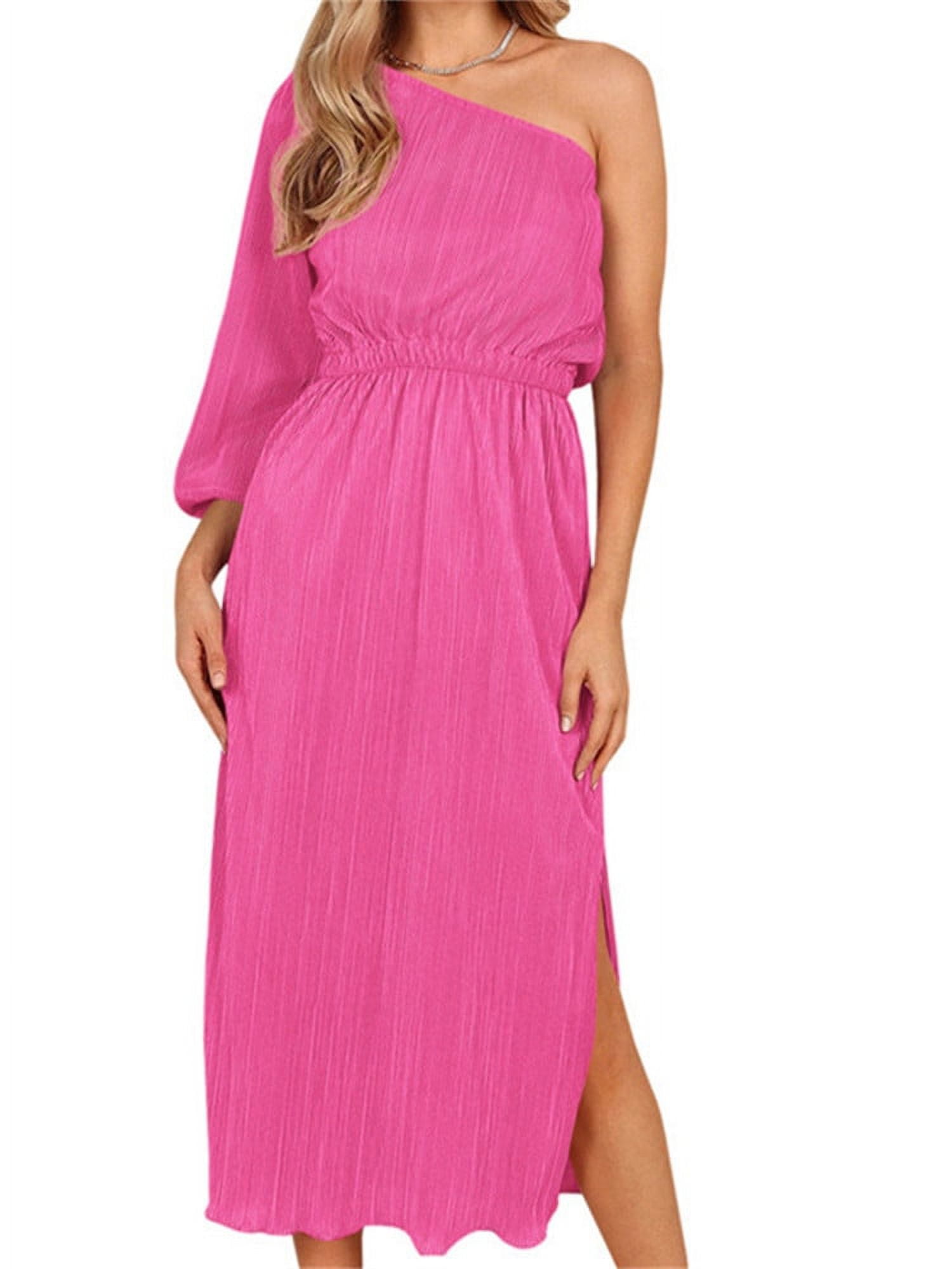 One Shoulder Women Elegant Knee-Length Long Party Dress - Walmart.com