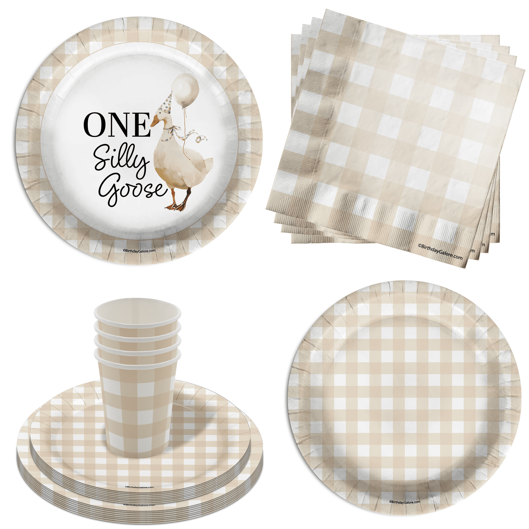 One Silly Goose 1st Birthday Party Supplies - 64 Piece First Birthday ...