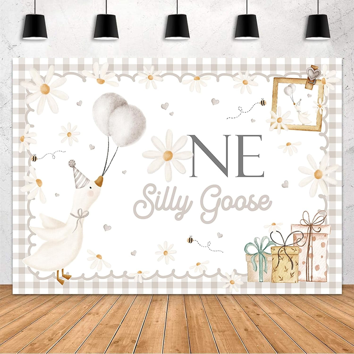 One Silly Goose Backdrop Brown Goose 1st Birthday Decorations Banner ...