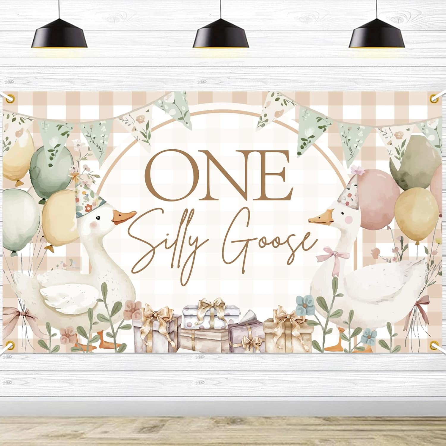 One Silly Goose Backdrop Goose 1st Birthday Banner Goose Baby Shower ...