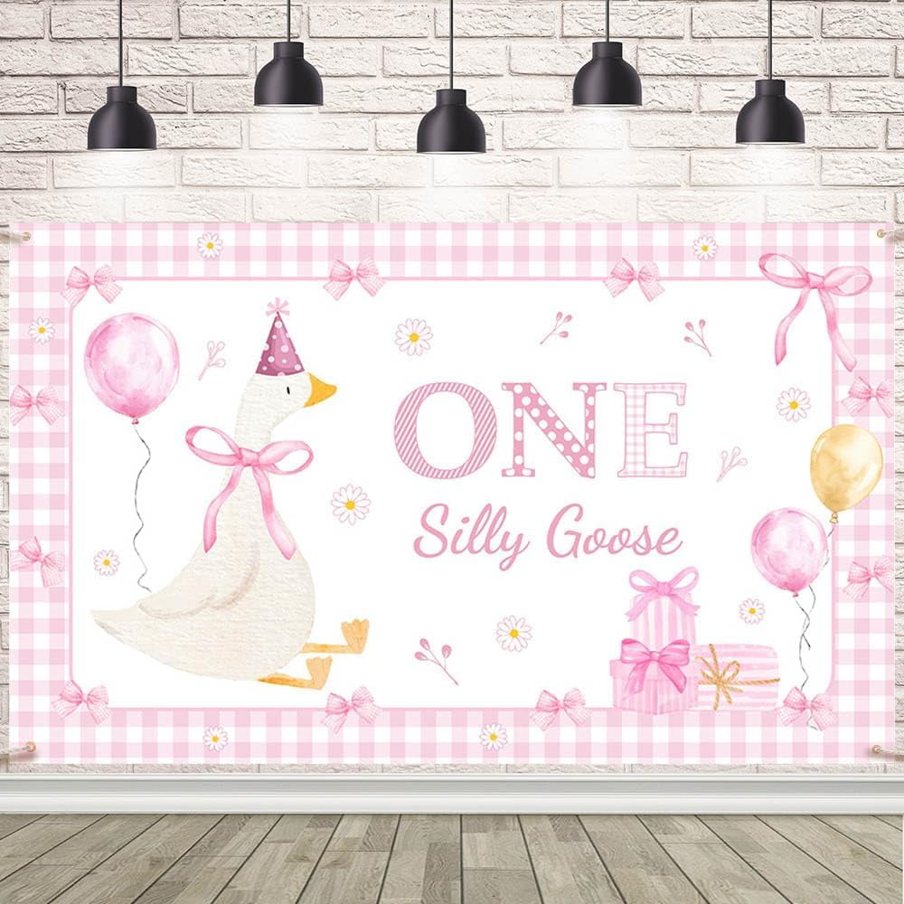 One Silly Goose Backdrop Goose 1st Birthday Banner Our Little Goose is ...