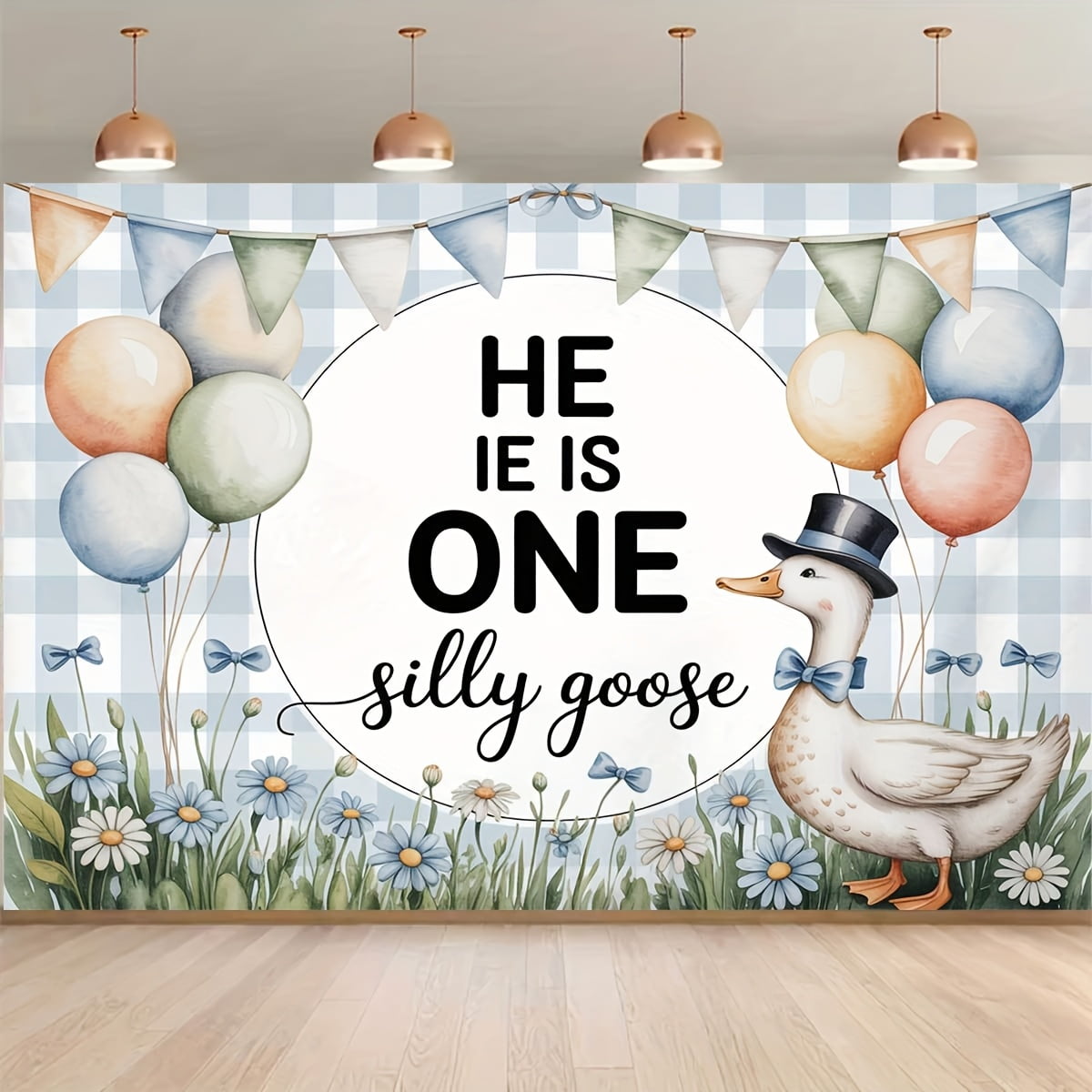 One Silly Goose Birthday Backdrop He's One Year Old Silly Goose ...