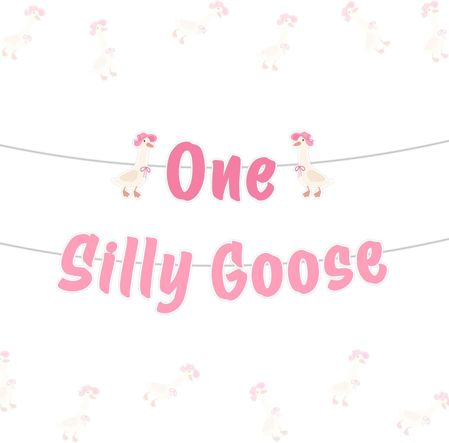 One Silly Goose Birthday Banner Pink One Silly Goose Birthday Decor ...
