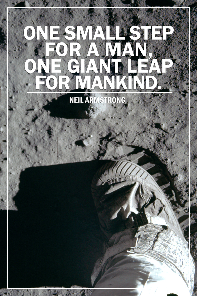 One Small Step For a Man One Giant Leap For Mankind NASA Apollo 11 1969 Moon Footprint Lunar ...