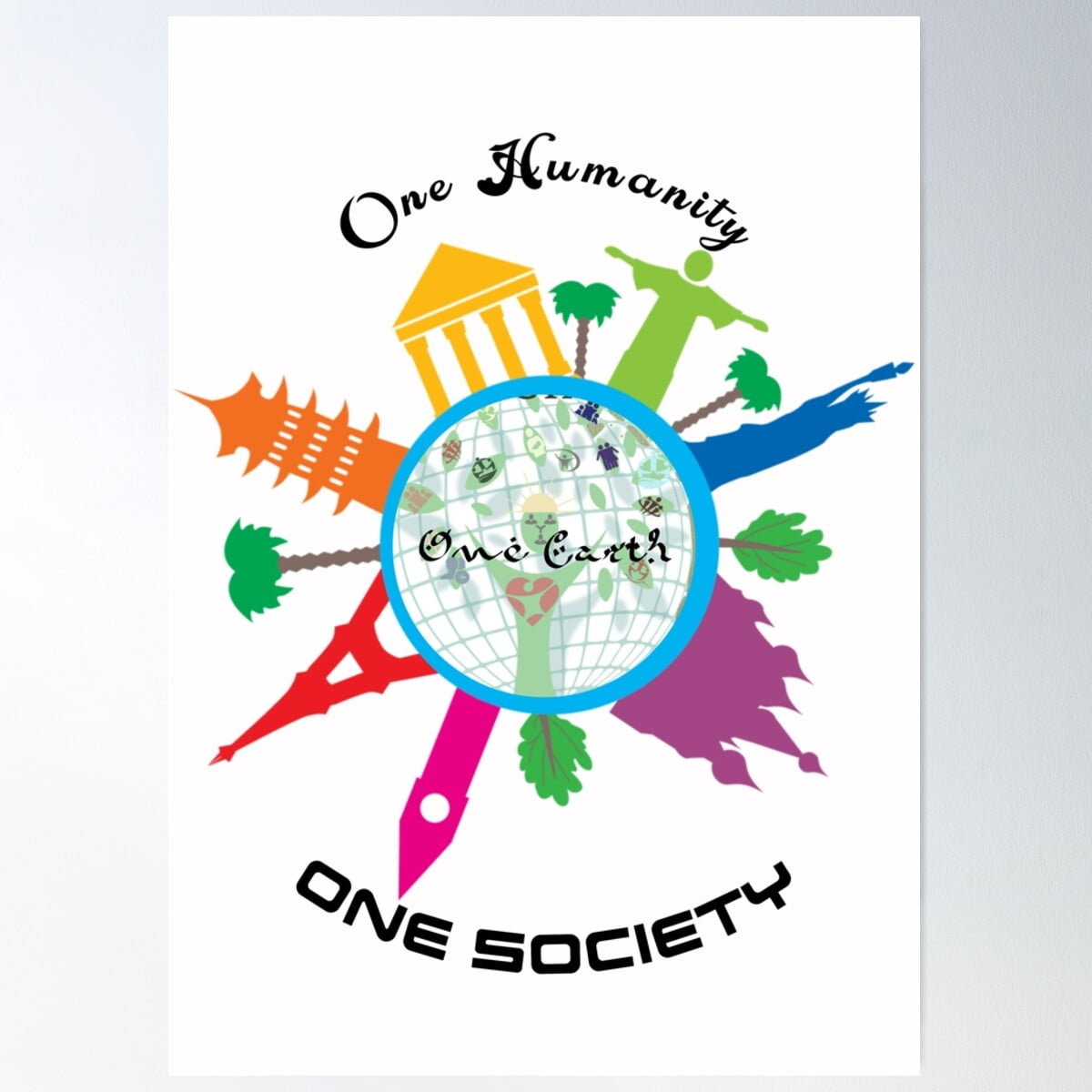 One Society, One Earth, One Humanity, Earth, Life, Solution Poster Wall Art, Modern Wall Decor ...