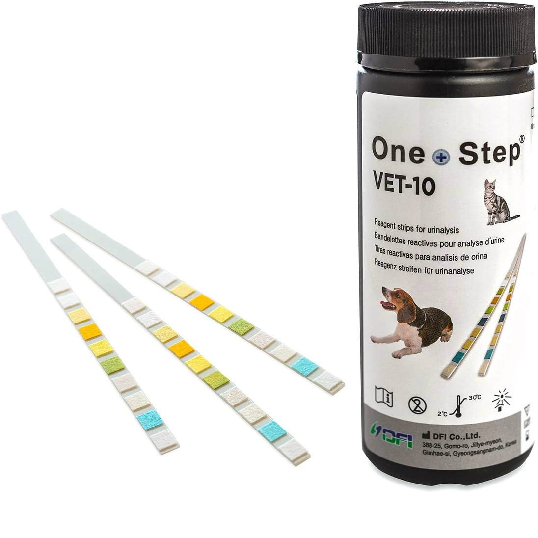 One Step Pet Urine Test Strips, 100 x 10 Parameter Tests, Dogs Cats Uti ...