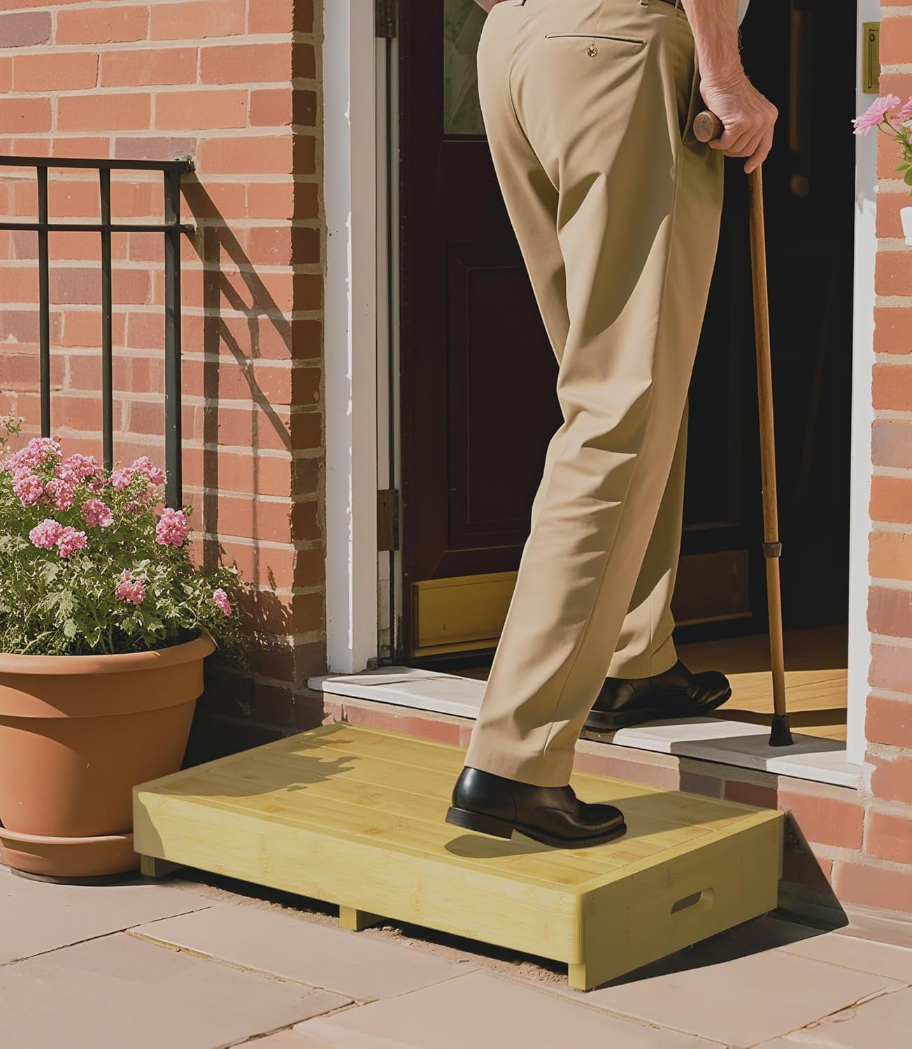 One Step Stool for Elderly,Bamboo High Riser Step Stool for Bed with ...