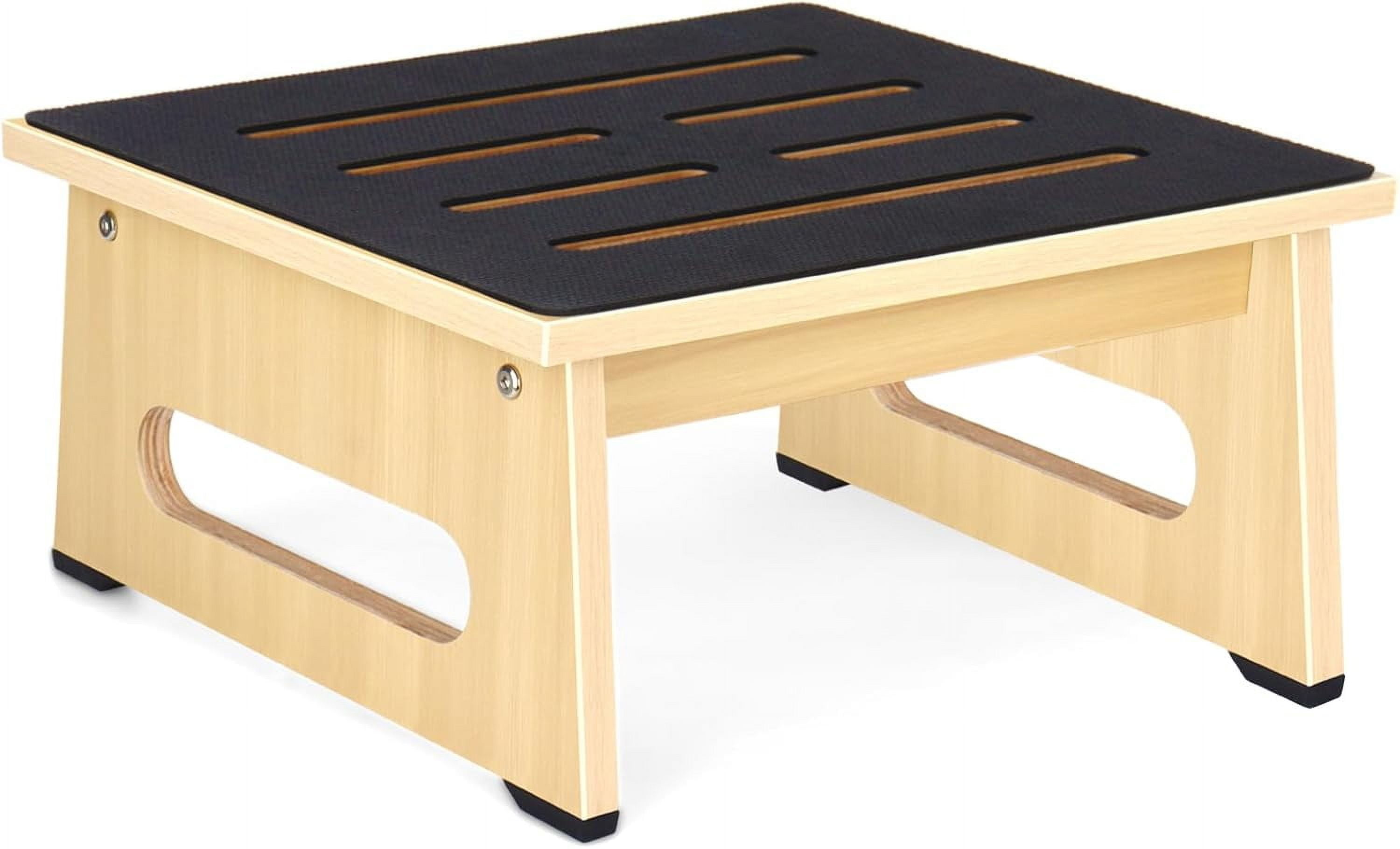 One Step Stool with Non-Slip Rubber Stepping Feet, Heavy Duty Wooden ...