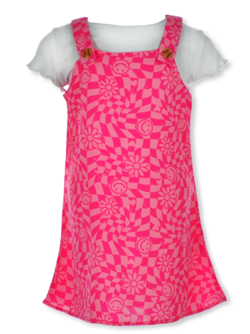 One Step Up Girls' 2-Piece Woven Jumper Set Outfit - Pink, 2T (Toddler ...