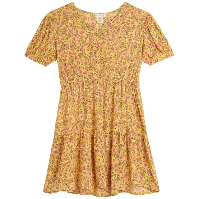 One Step Up Girls' Dress - Short Sleeve Button-Down Tiered Crinkle ...