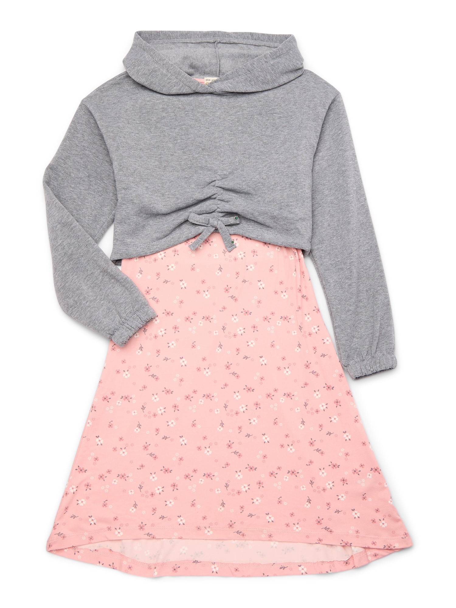 One Step Up Girls Fleece Hoodie and Dress Set, 2-Piece, Size 7-12 ...