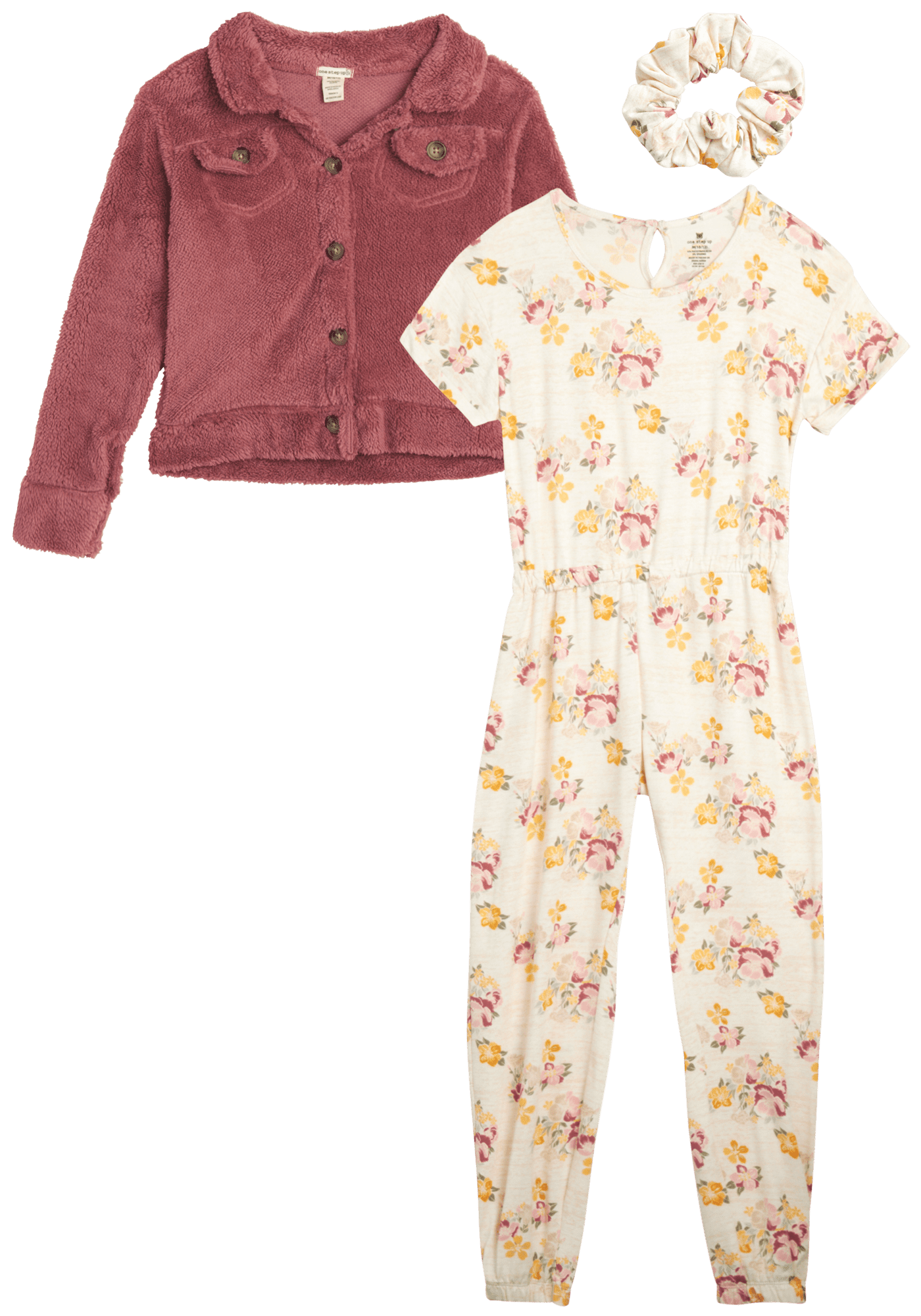 One Step Up Girls' Winter Clothes- Cute Tween 2Pc Sherpa Fleece Shacket ...