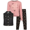 One Step Up Girls' 3 Piece Leggings Set with Denim Vest and Long Sleeve ...