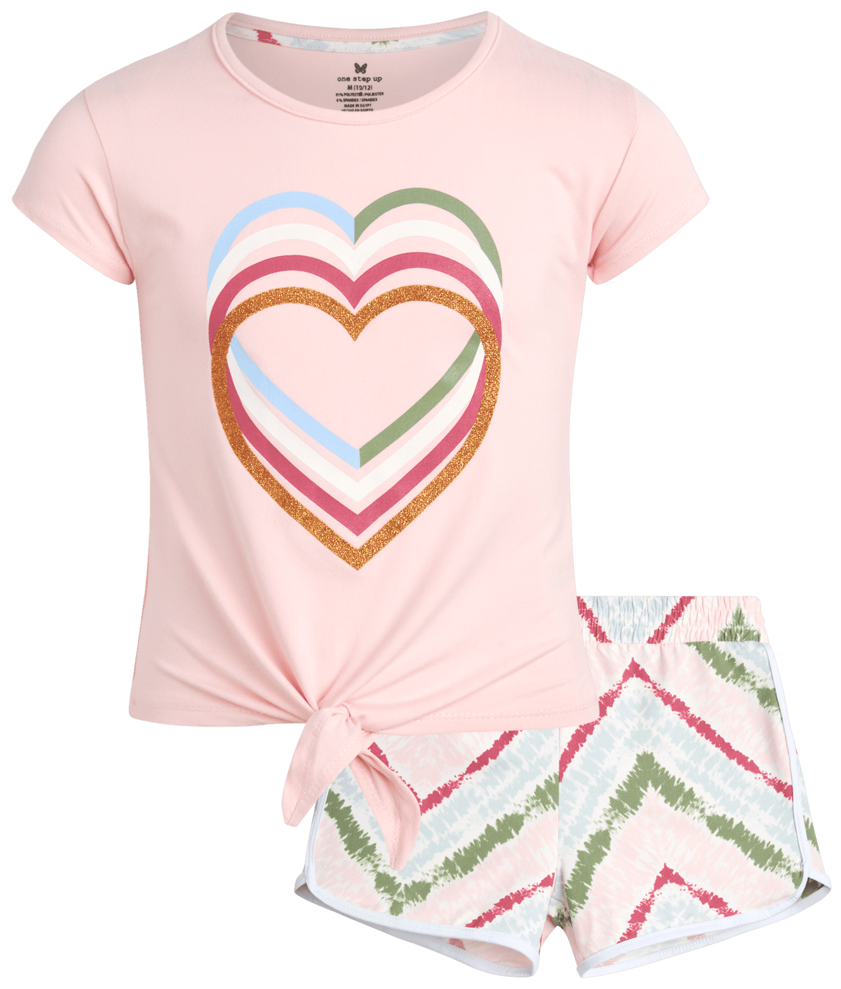 One Step Up Girls Shorts Set 2 Piece Performance Short Sleeve T One Step Up Girls Shorts Set 2 Piece Performance Short Sleeve T