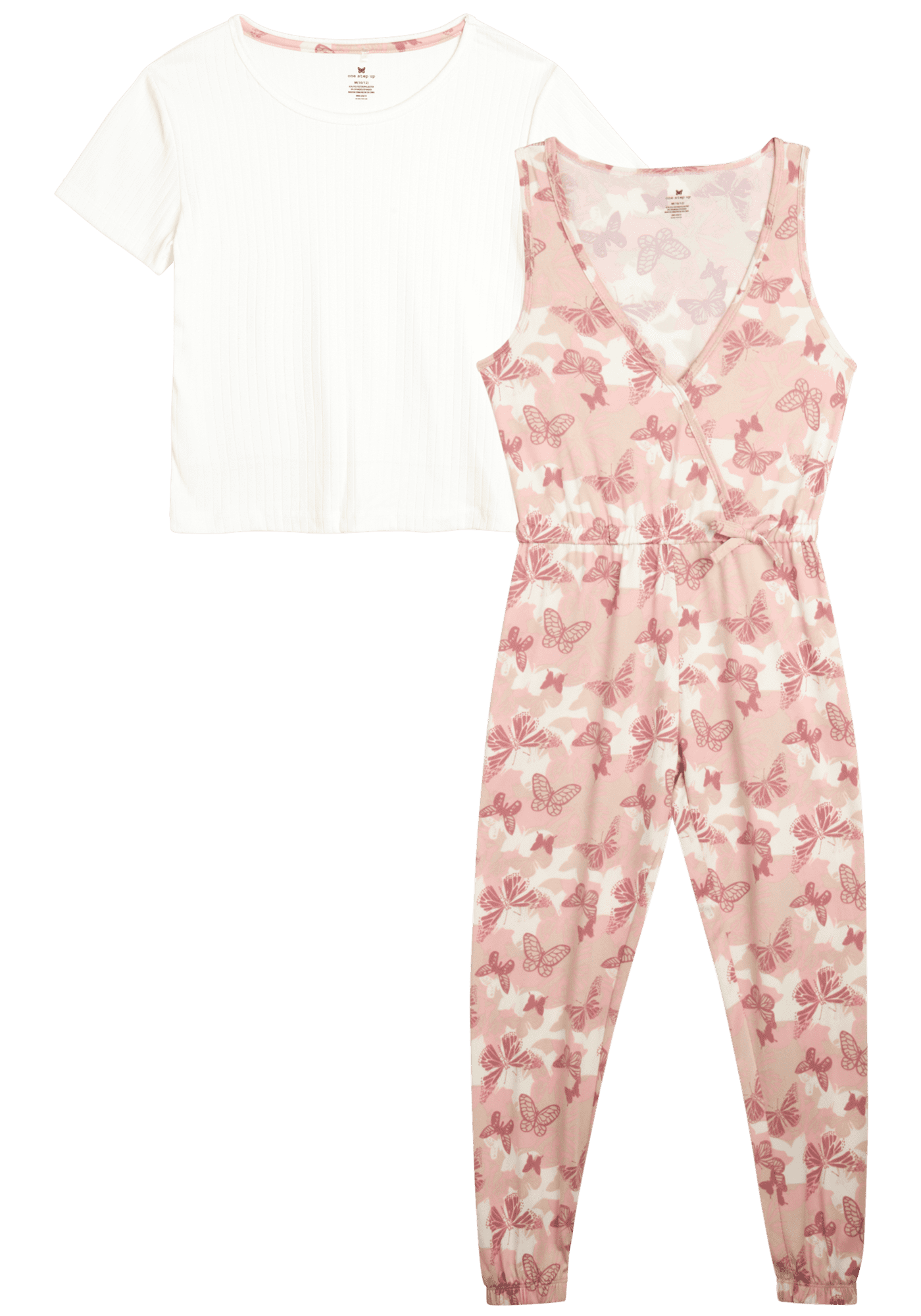 One Step Up Little Girls' Summer Jumpsuit - Ruffle Trim Wide Leg Romper ...